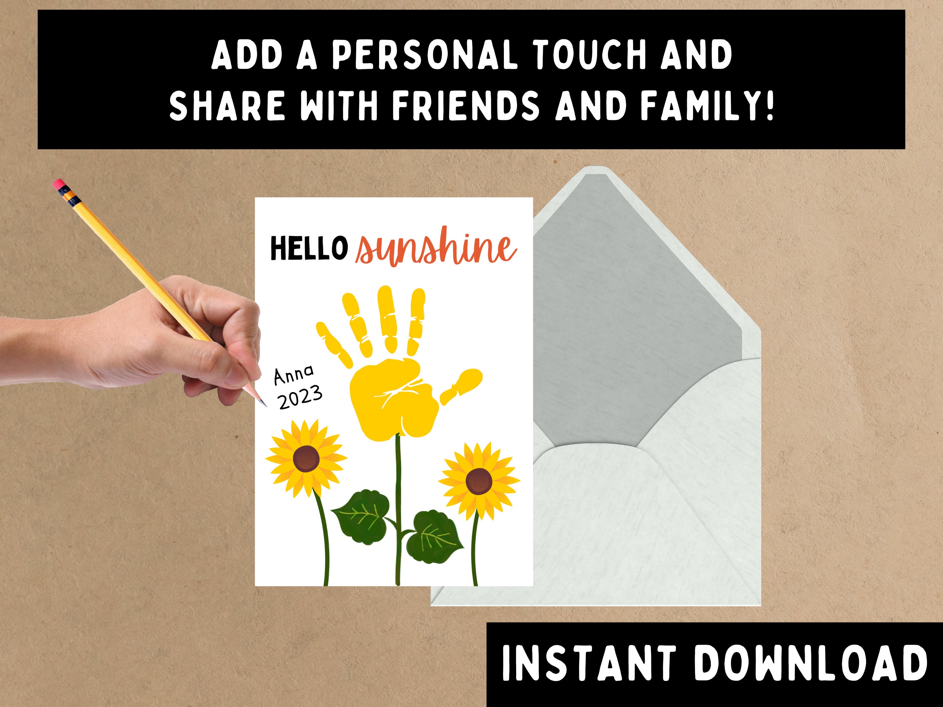 Sunflower Handprint Craft Printable DIY Autumn Handprint Activity Fall ...