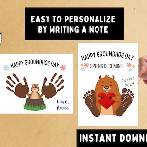 3 Groundhog Day Handprint and Footprint Craft Bundle Printable DIY ...
