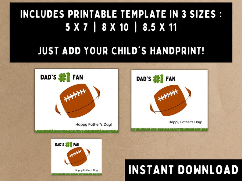 Father's Day Football Handprint Craft Printable DIY Handprint Activity ...