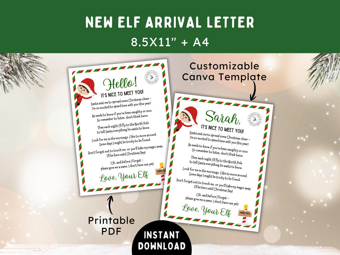 New Elf Arrival Letter -- Printable First Time Elf Welcome Letter ...