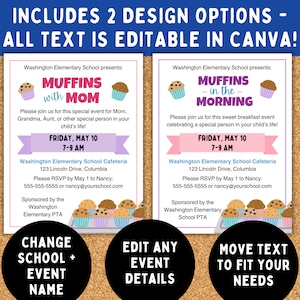 Muffins With Mom / Muffins in the Morning - Editable Canva Template for ...