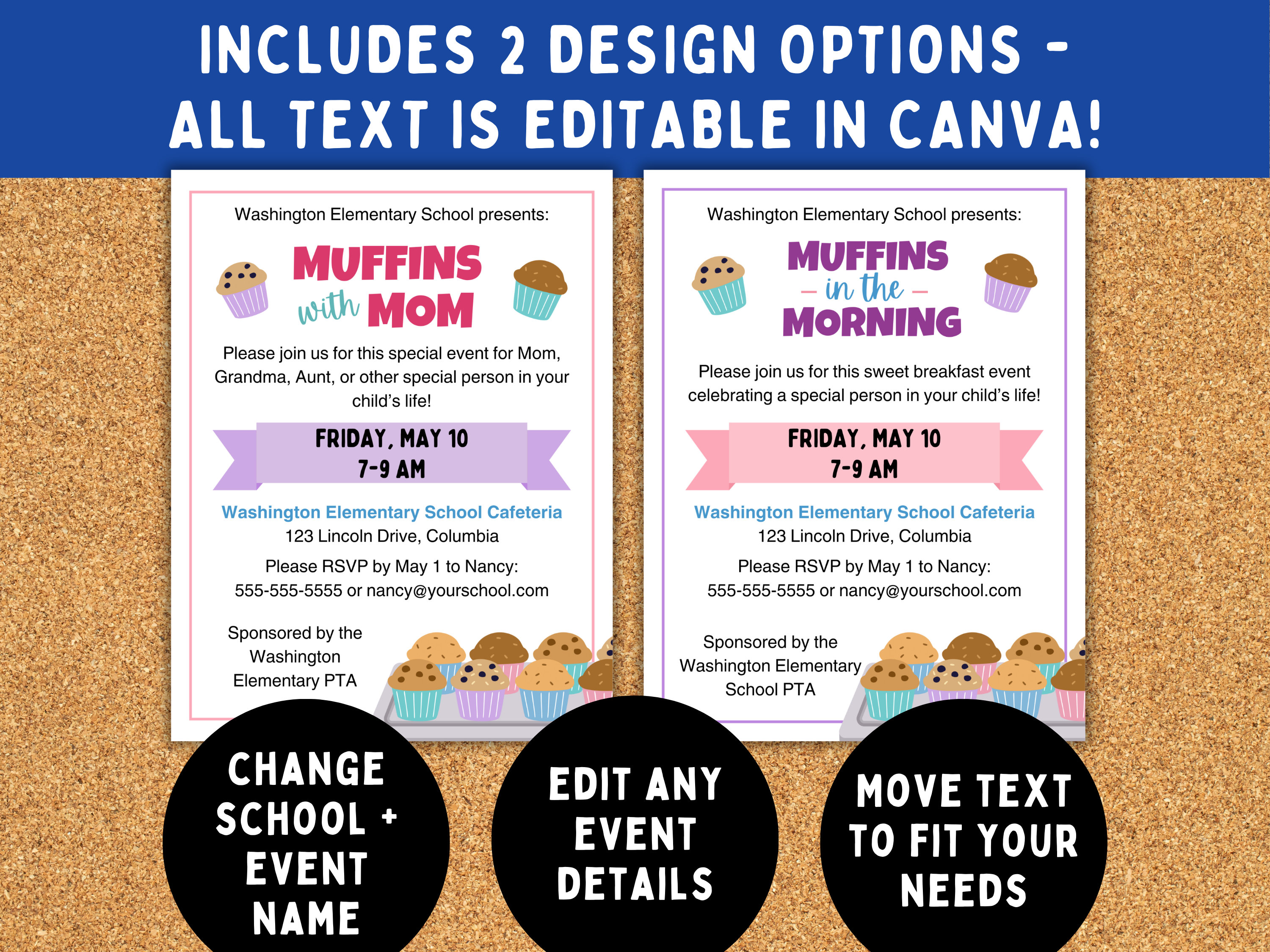 Muffins With Mom / Muffins in the Morning - Editable Canva Template for ...