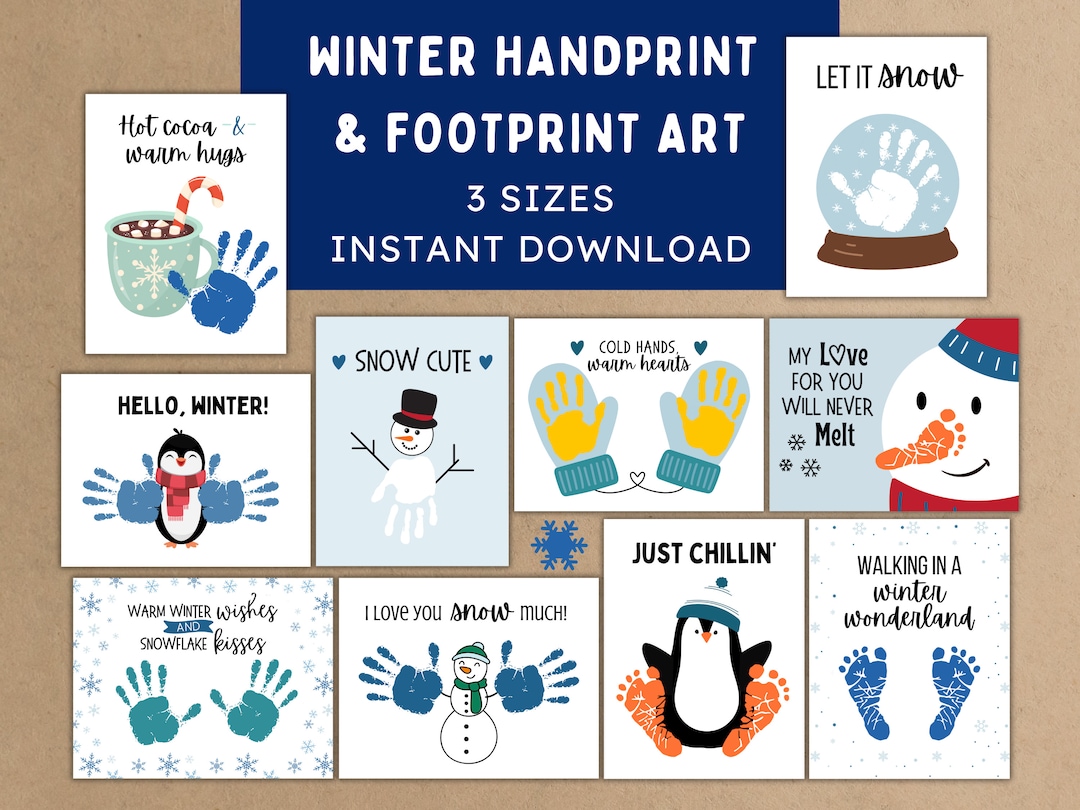10 Winter Handprint and Footprint Craft Bundle Printable DIY Winter ...