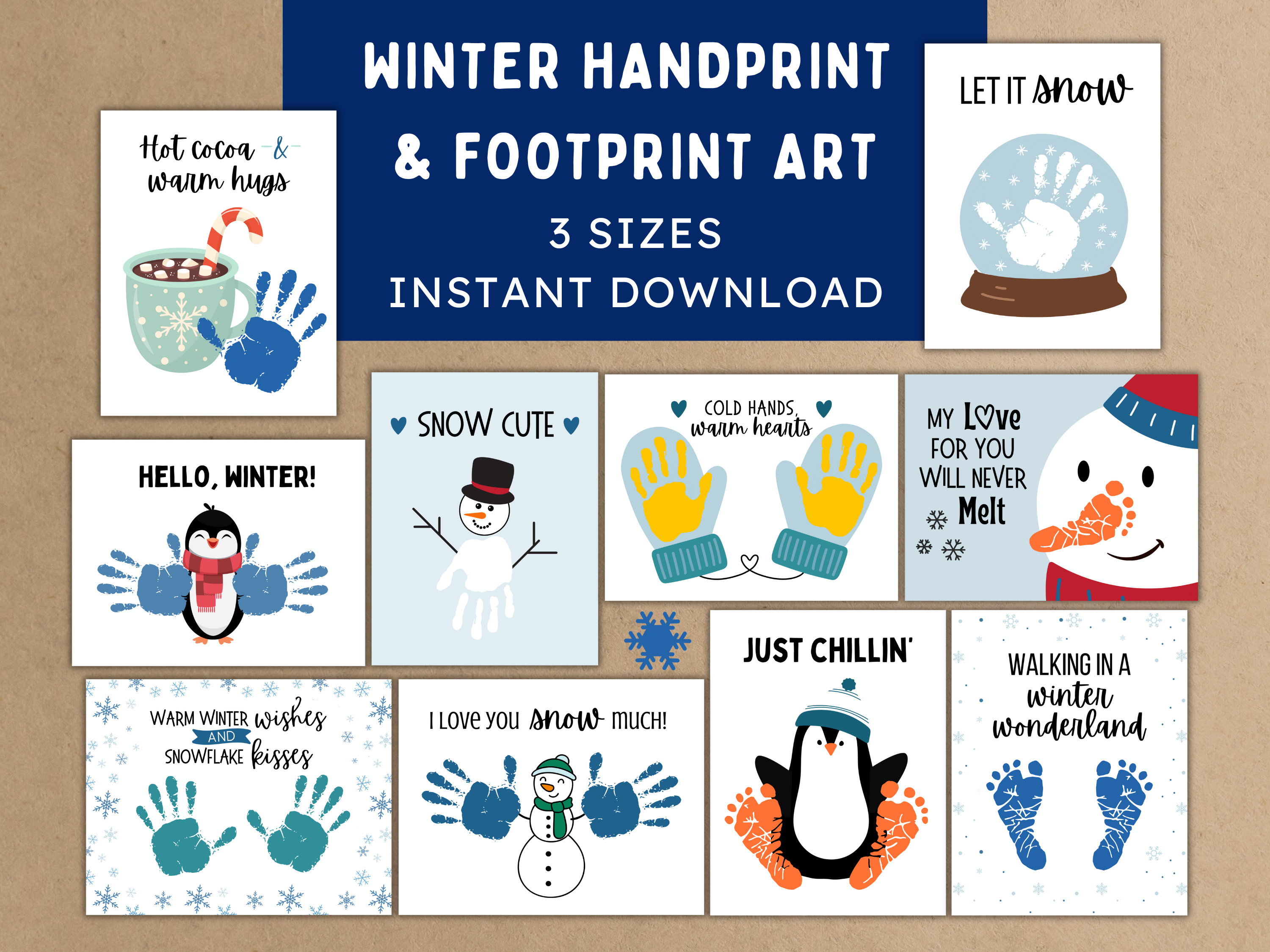 10 Winter Handprint and Footprint Craft Bundle Printable DIY Winter ...