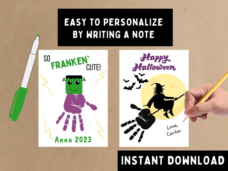 Halloween Handprint and Footprint Craft Bundle -- Printable DIY Art ...