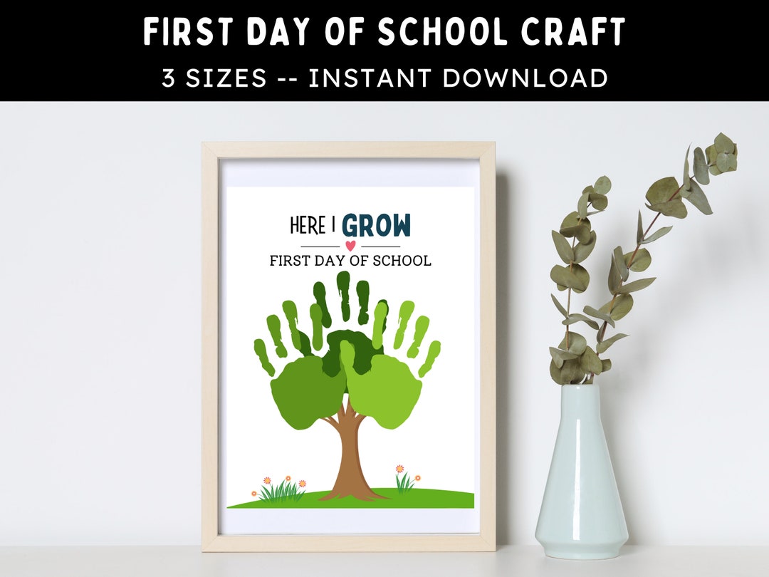 First Day of School Tree Handprint Craft -- Printable DIY Back-to ...