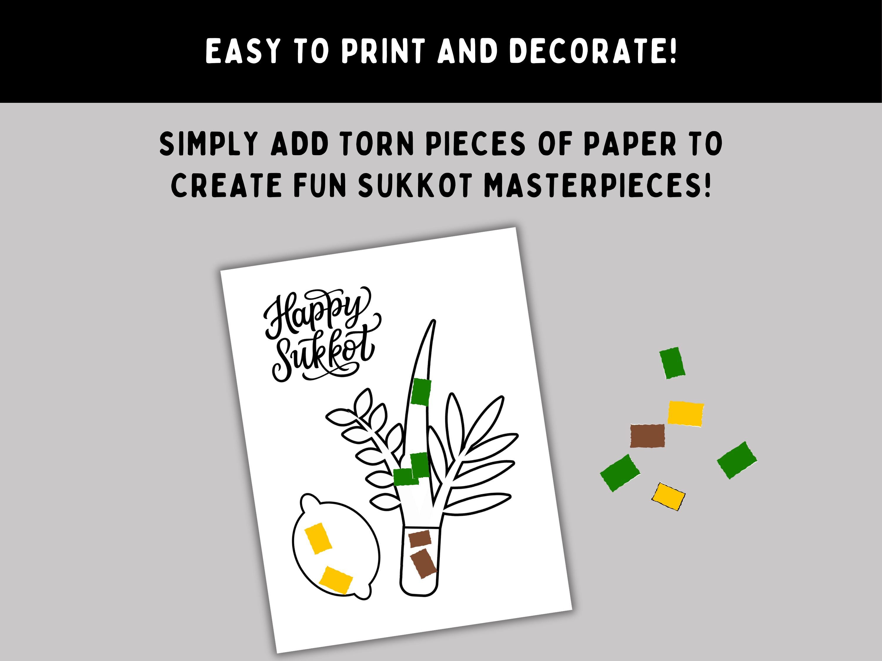 Sukkot Cut and Paste Paper Crafts -- Printable Torn Paper Art ...