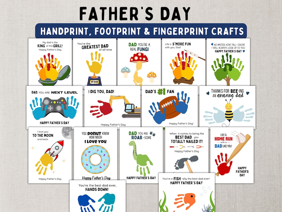 Father's Day Handprint, Footprint & Fingerprint Craft Bundle ...