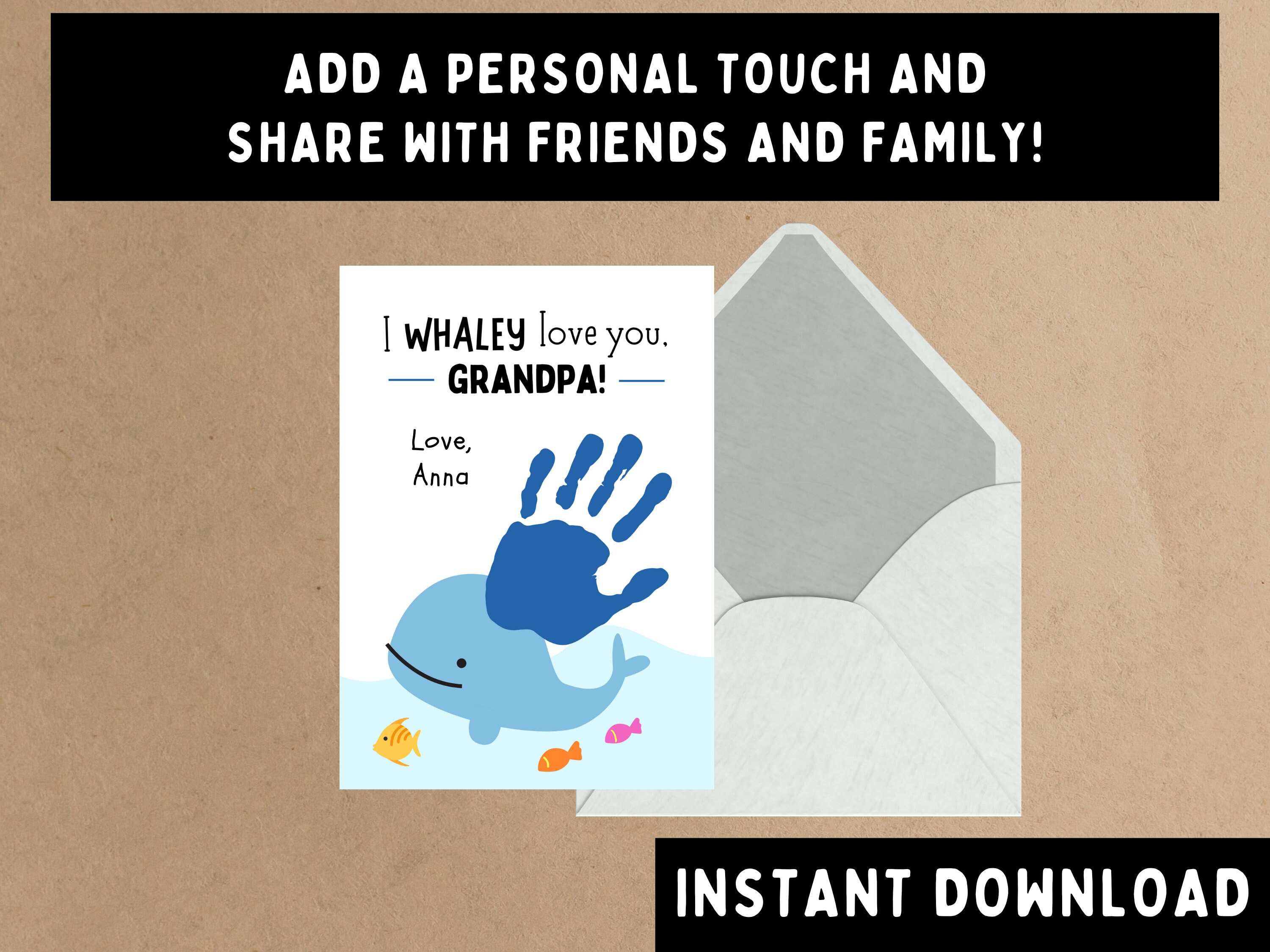 Grandpa Handprint Craft Whale Handprint Printable DIY Handprint ...