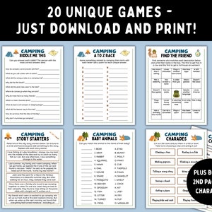 Camping-themed Party Games, Printable Camp Games, Camp Bunk Games ...