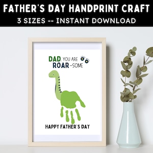 Father's Day Dinosaur Handprint Craft -- Printable DIY Art Activity for ...