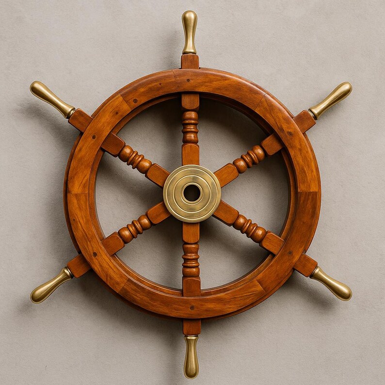 Timón de barco de madera vintage, decoración náutica de pared, timón ...