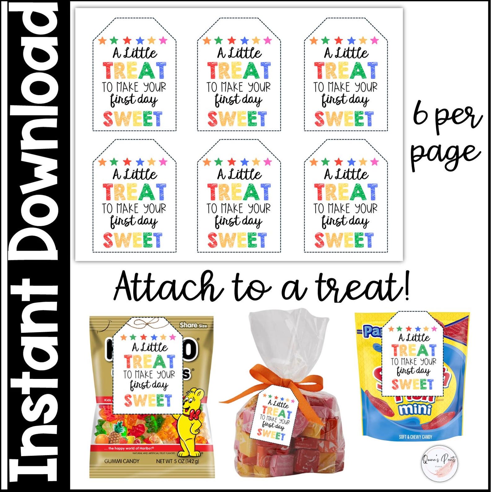 First Day of School Gift Tag: Sweet Treat for Student/teacher (PDF ...
