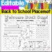 Editable Back to School Placemat: Coloring Page Activity (digital ...