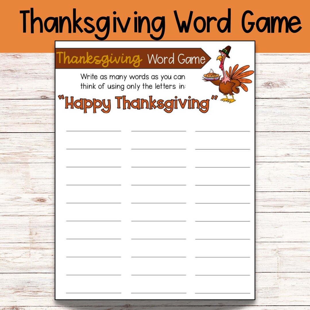 Thanksgiving Word Game: Printable Party Activity (digital Download) - Etsy