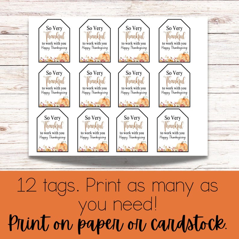 Printable Thanksgiving Gift Tag: Coworker Appreciation (PDF) - Etsy