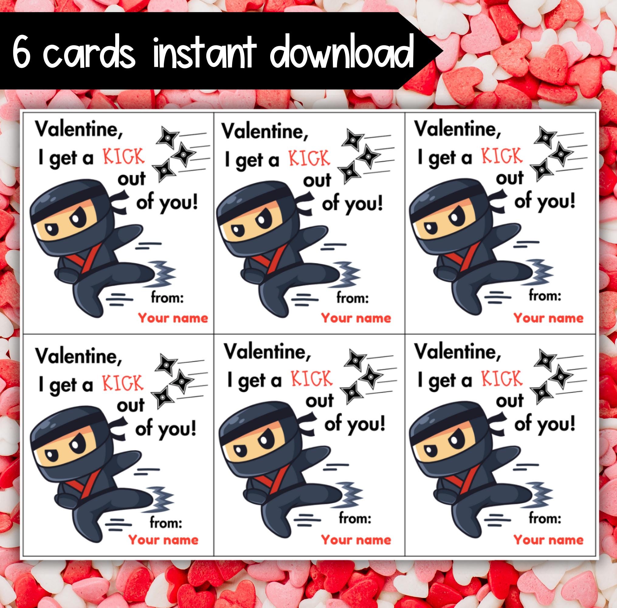 Editable Ninja Valentine’s Day Cards – Instant Download | Printable ...