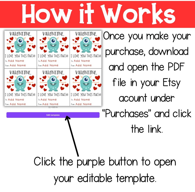 Editable Valentine's Day Monster Cards for Kids | Instant Download ...