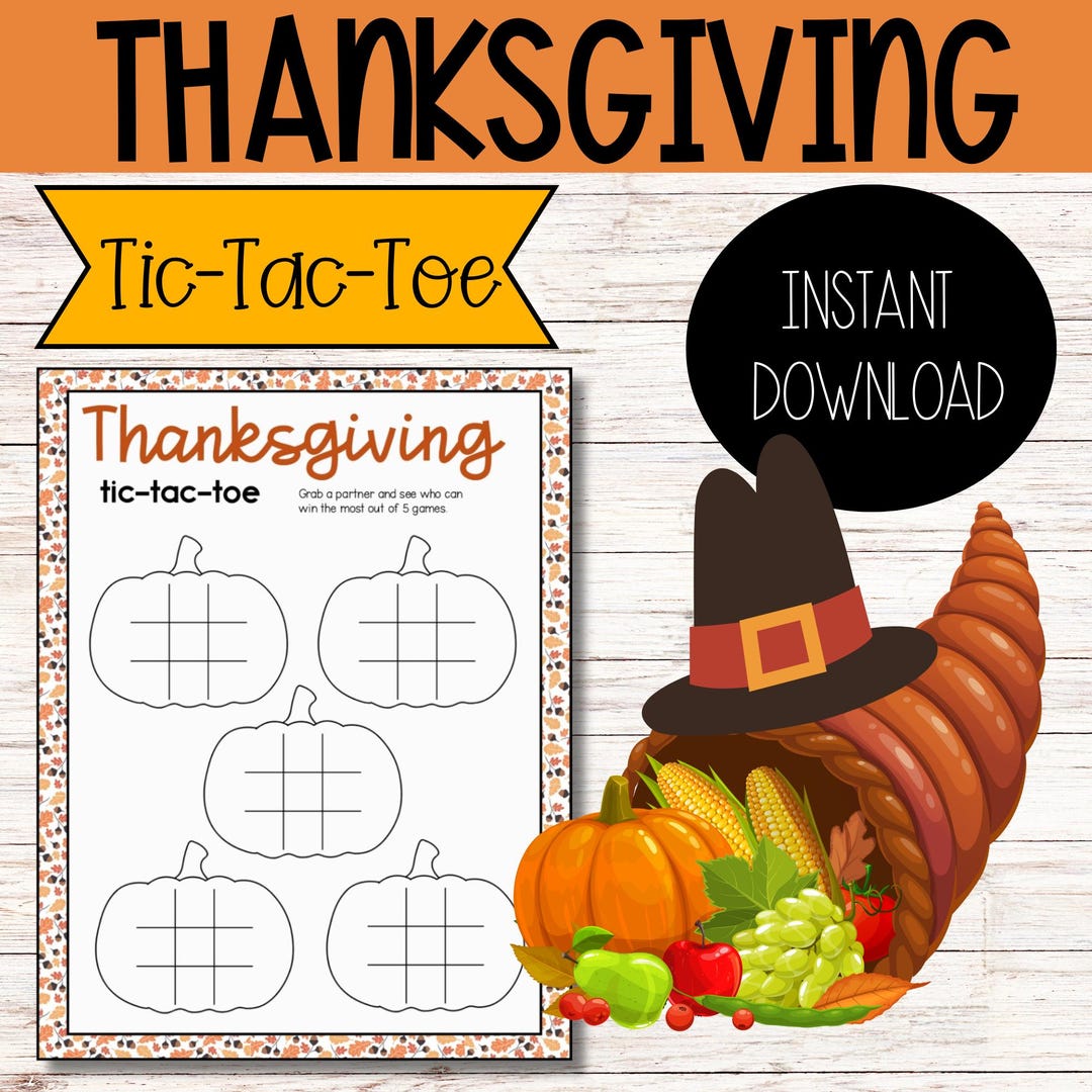 Thanksgiving Tic Tac Toe Game | Printable Holiday Game for Family Fun ...