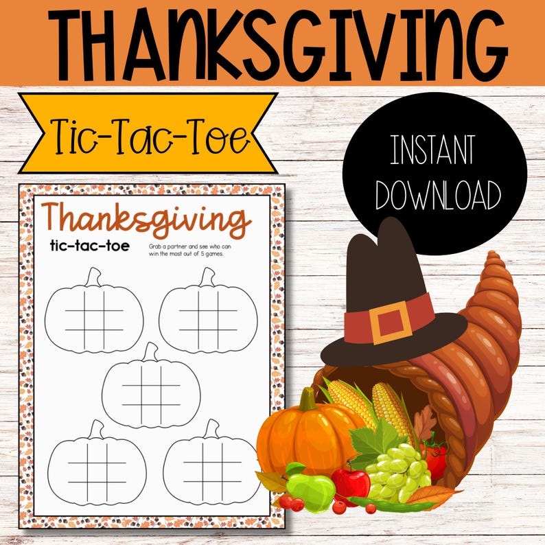 Thanksgiving Tic Tac Toe Game: Family Holiday Fun (printable) - Etsy