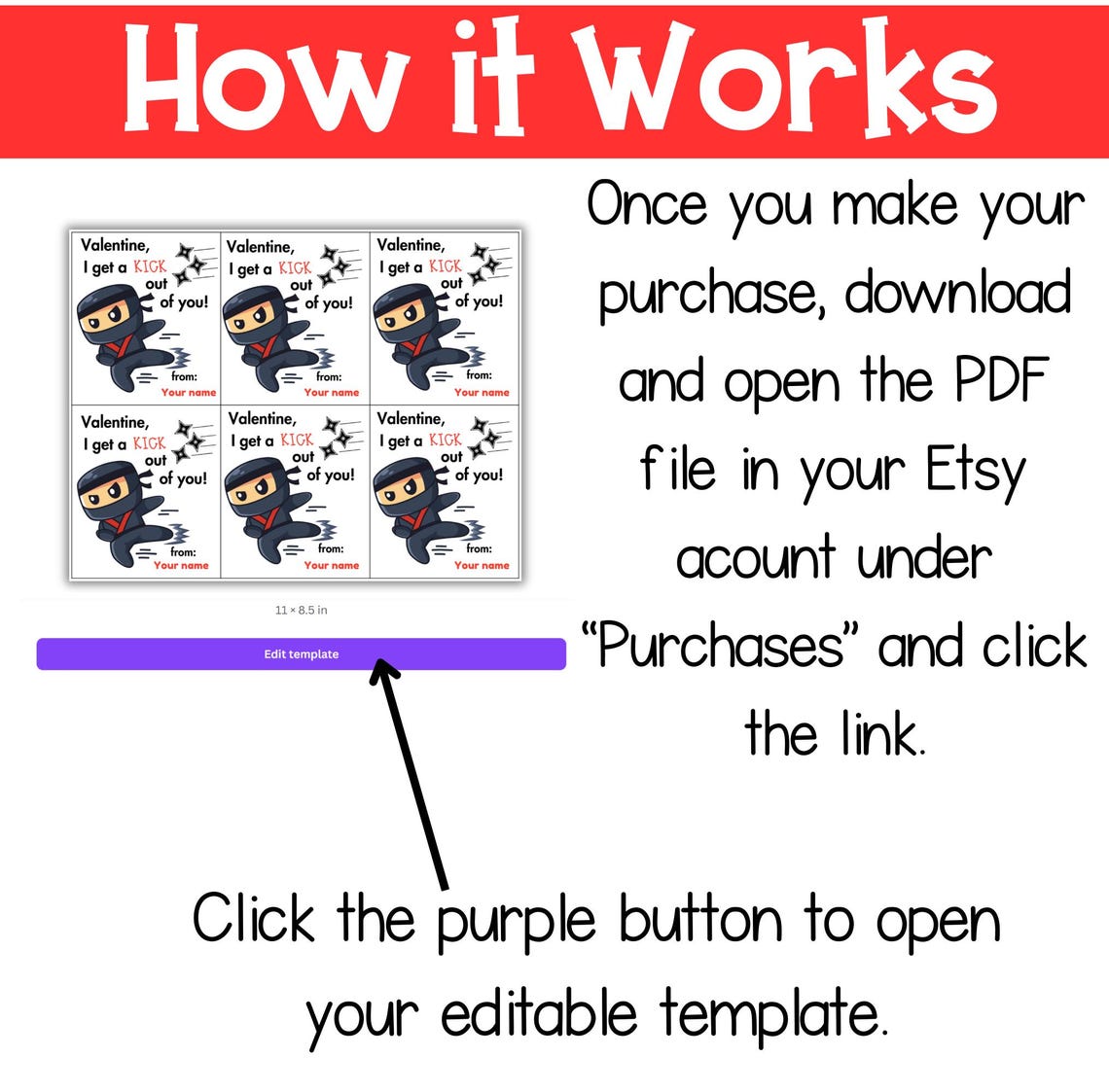 Editable Ninja Valentine’s Day Cards – Instant Download | Printable ...