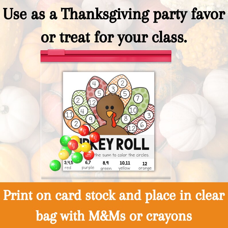 Roll A Turkey Thanksgiving Math Game: Kids Activity (PDF) - Etsy