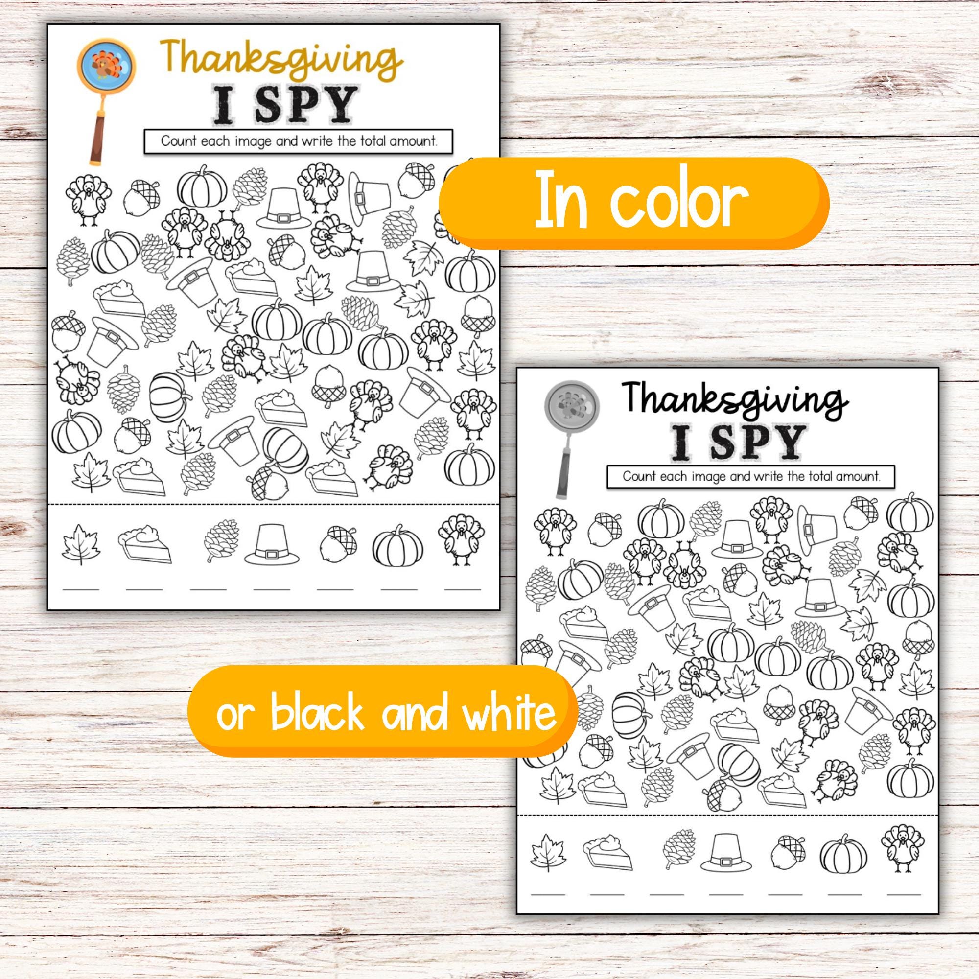 Thanksgiving I Spy | Printable Thanksgiving Game | Thanksgiving ...