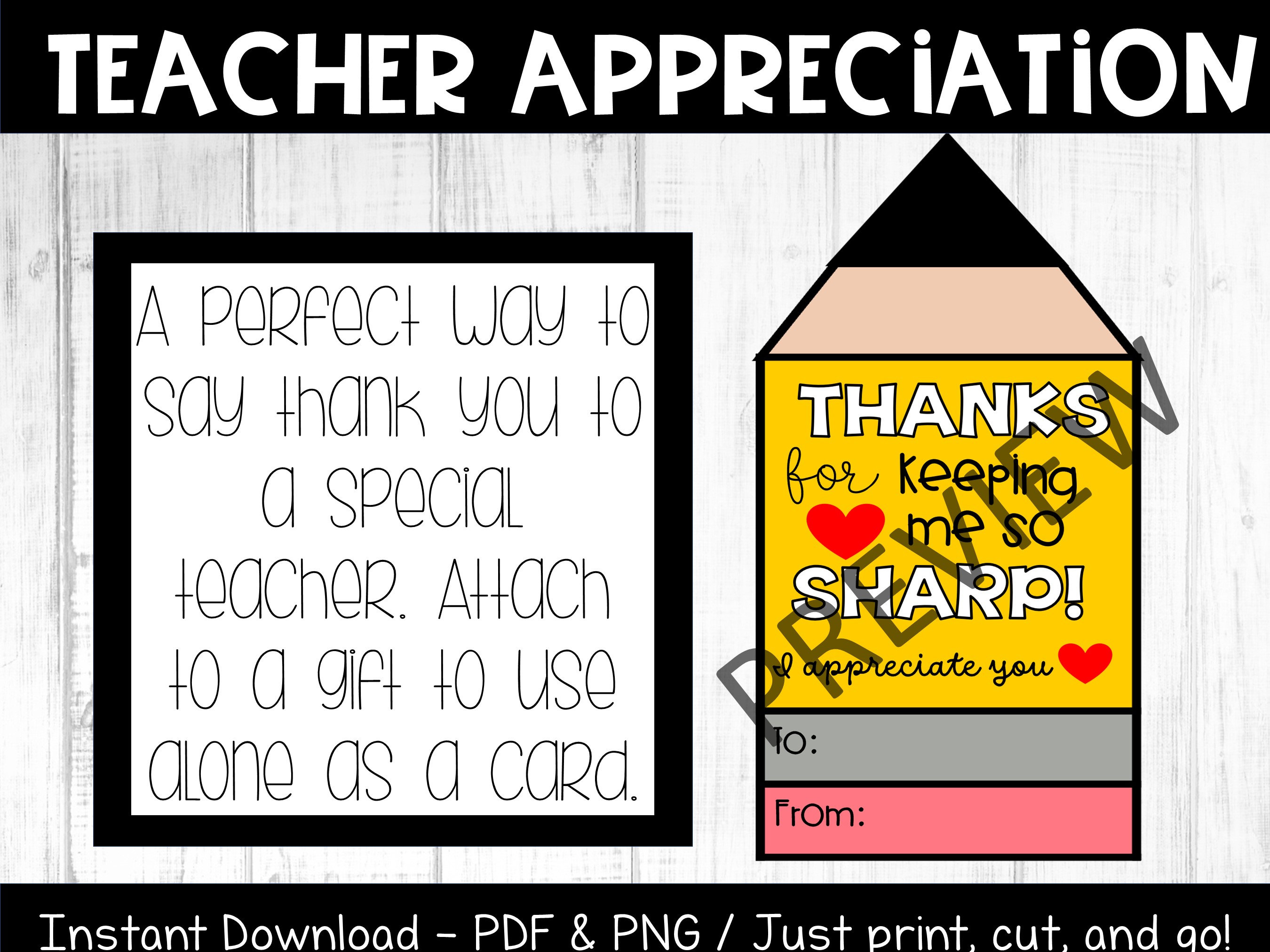 Teacher Appreciation Gift Tag, Teacher Gift Tags Printable Thank You ...
