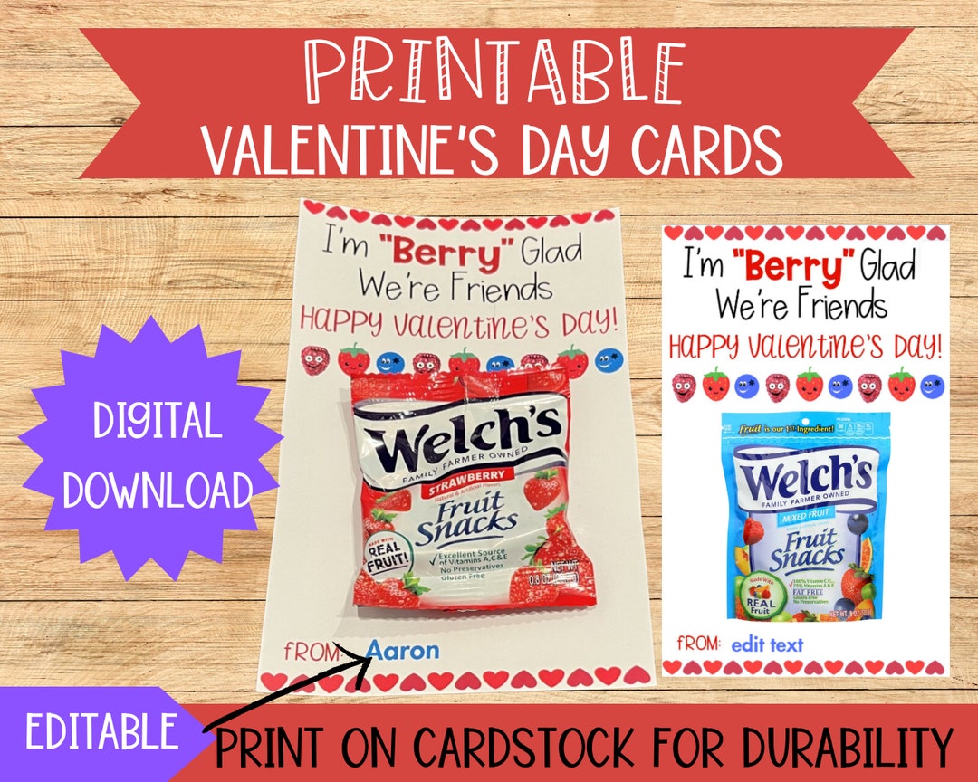 Printable Valentine's Day Fruit Snack Cards: Classroom Exchange ...