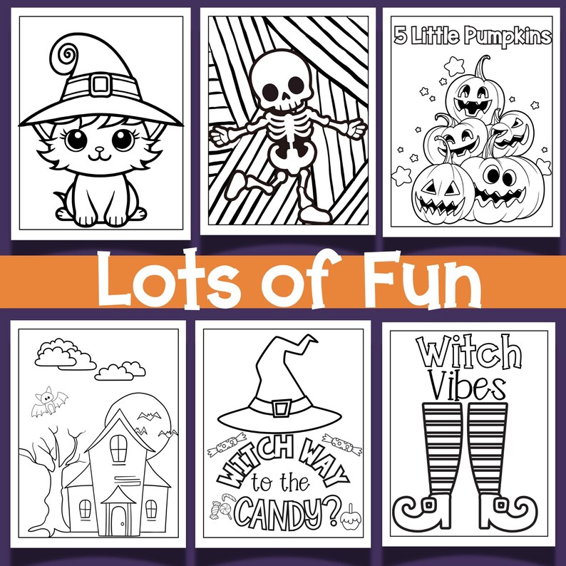 50 Halloween Coloring Pages for Kids: Spooky Fun (PDF Download) - Etsy