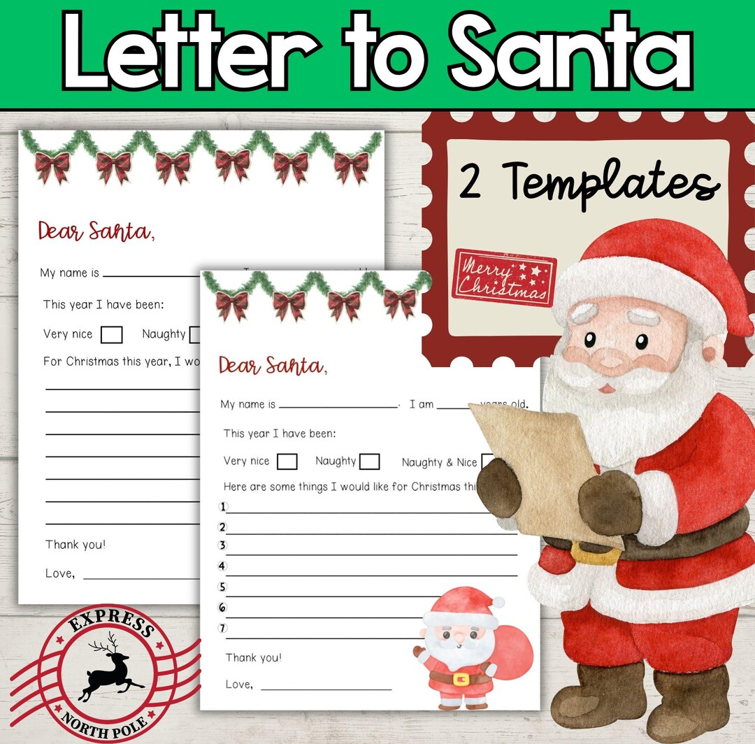 Letter to Santa Printable • Kids Christmas Wish List (PDF) - Etsy