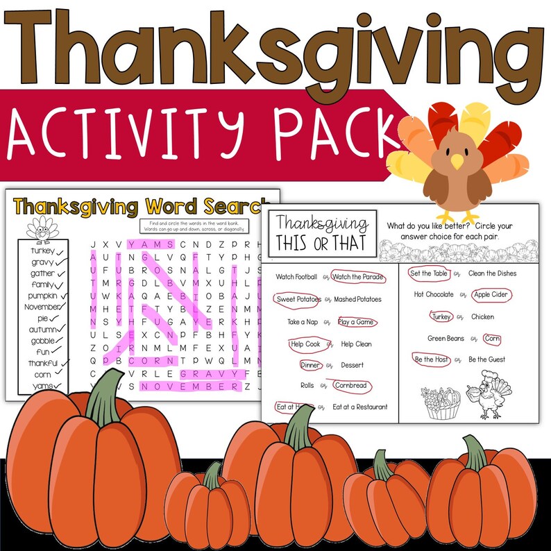 Thanksgving Activity Pack, 30 Thanksgiving Activity Pages, Thanksgiving ...