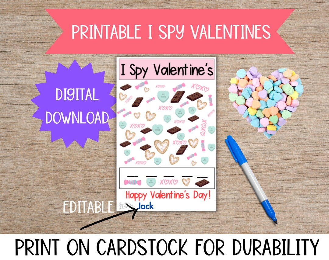 Valentine's Day I Spy Game: Printable Kids Activity (digital Download ...