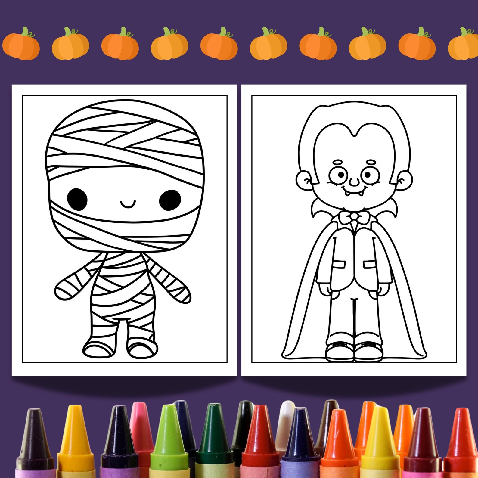 50 Halloween Coloring Pages for Kids: Spooky Fun (PDF Download) - Etsy