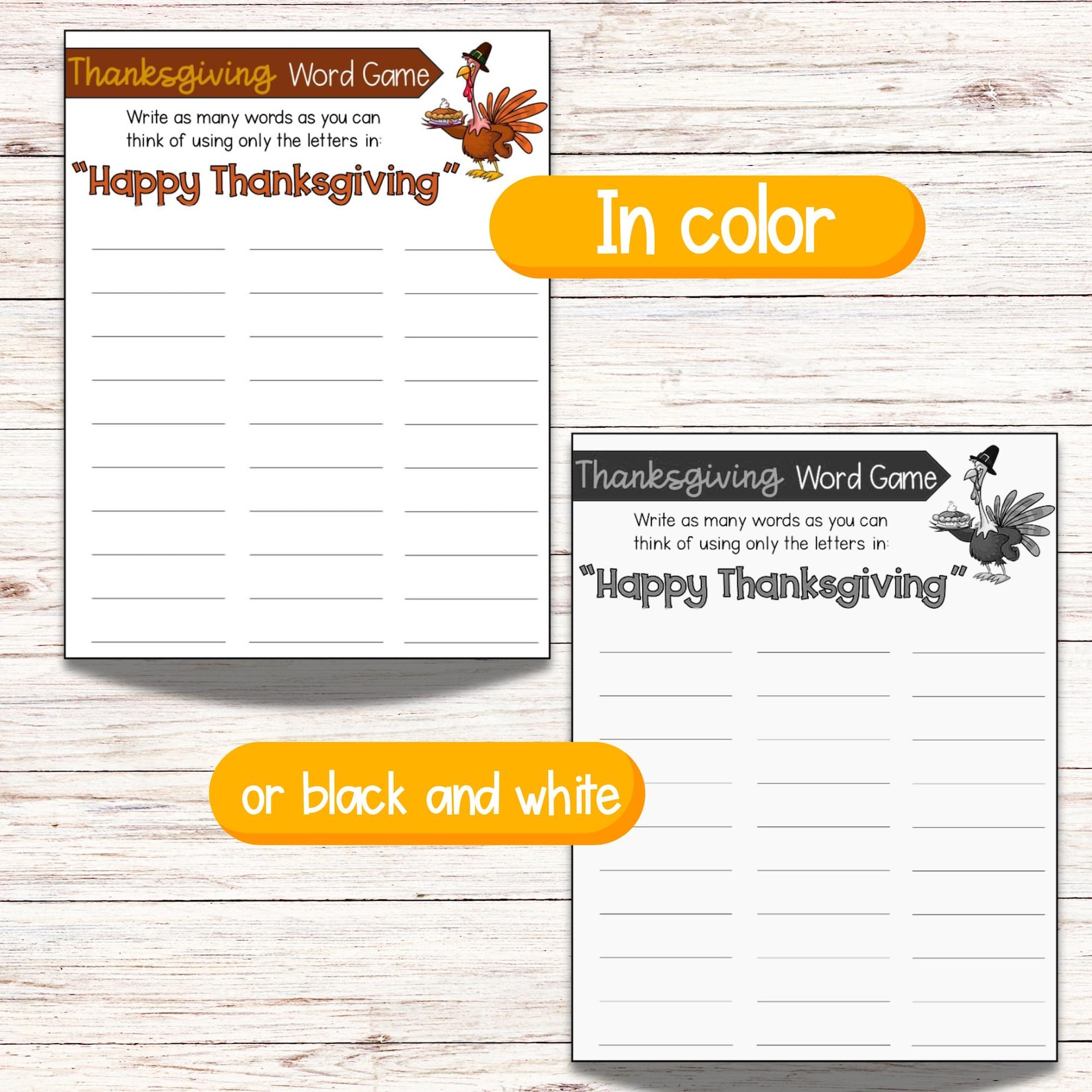 Thanksgiving Word Game: Printable Party Activity (digital Download) - Etsy