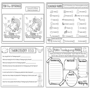 Thanksgving Activity Pack, 30 Thanksgiving Activity Pages, Thanksgiving ...