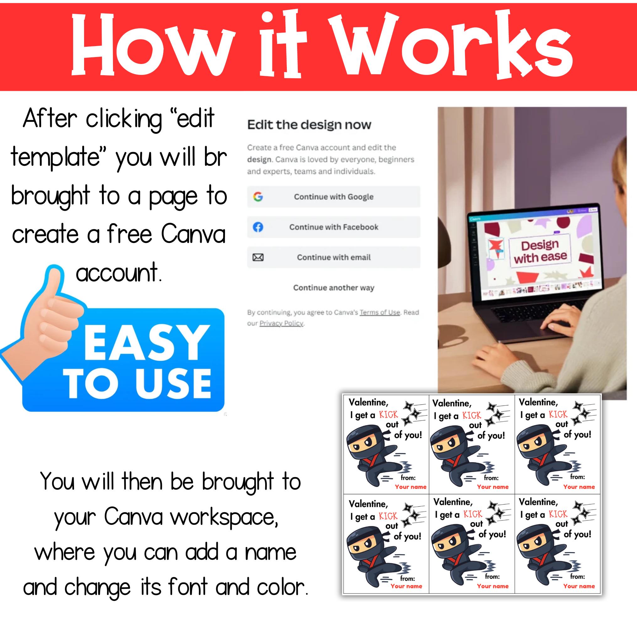 Editable Ninja Valentine’s Day Cards – Instant Download | Printable ...