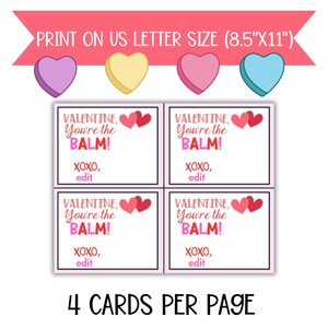 Valentine's Day Lip Balm Printable Cards, You're the Balm Valentine ...