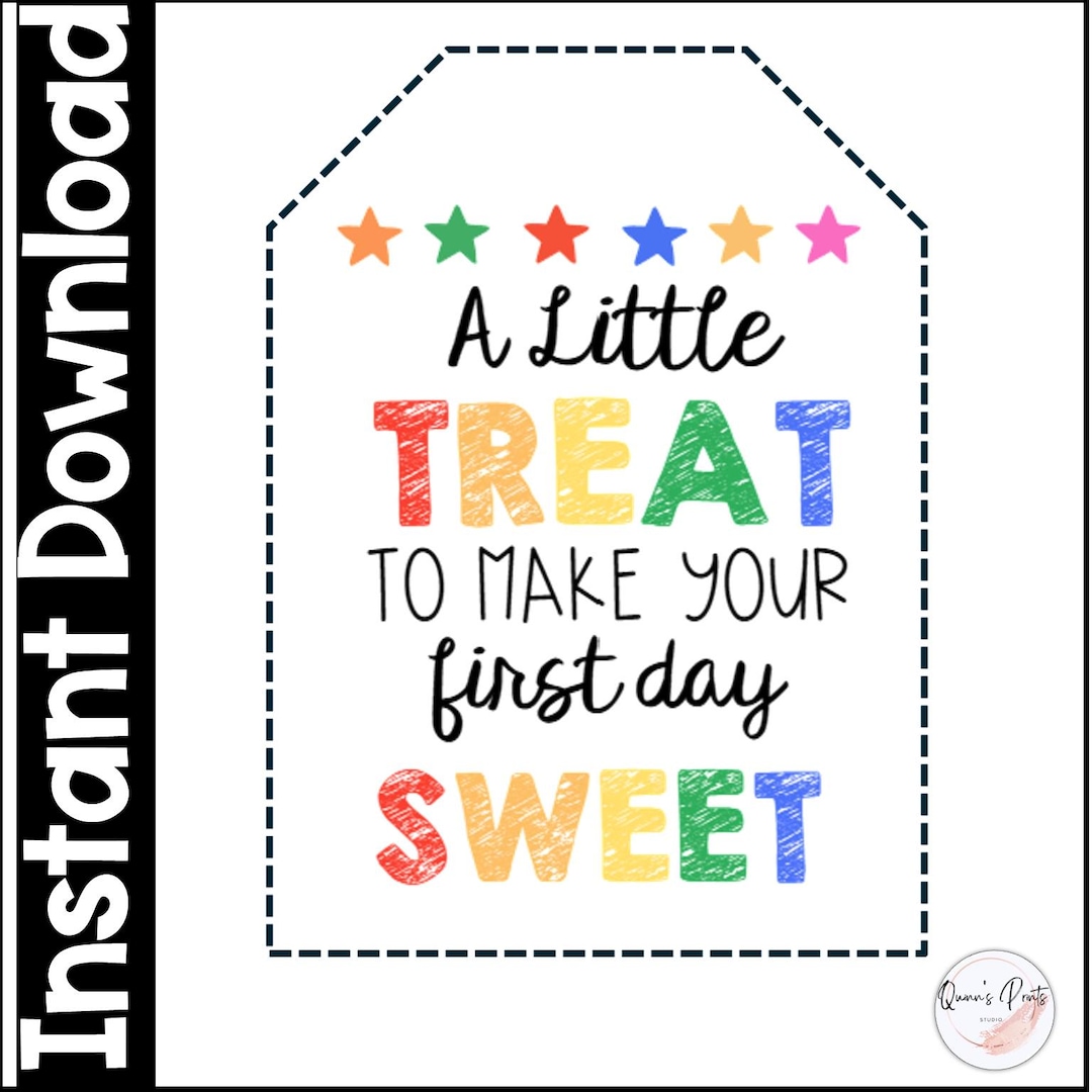First Day of School Gift Tag: Sweet Treat for Student/teacher (PDF ...