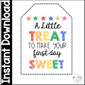 First Day of School Gift Tag: Sweet Treat for Student/teacher (PDF ...