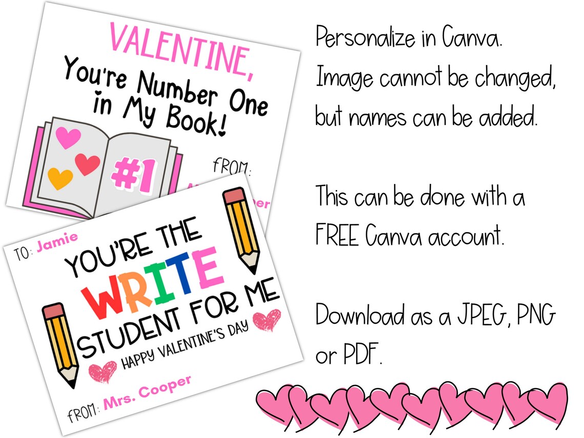 Printable Valentine's Day Cards From Teacher to Student, Classroom ...