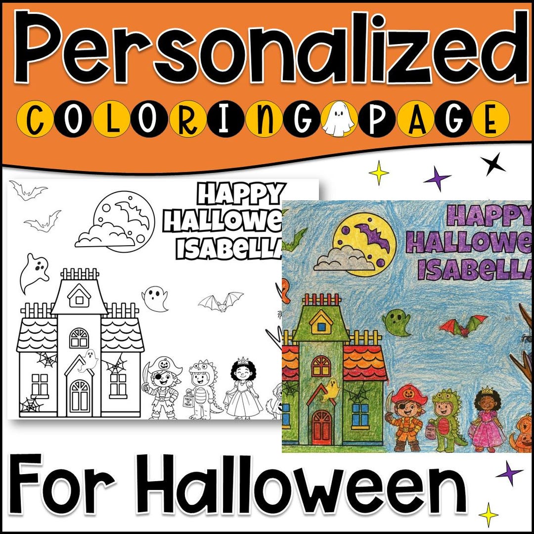 Editable Halloween Coloring Page | Personalized Name Printable ...