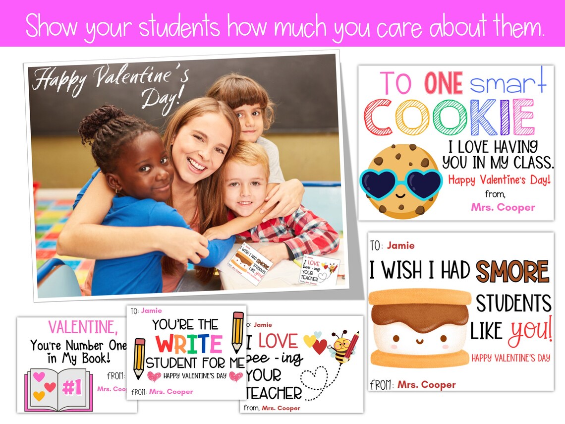 Printable Valentine's Day Cards From Teacher to Student, Classroom ...