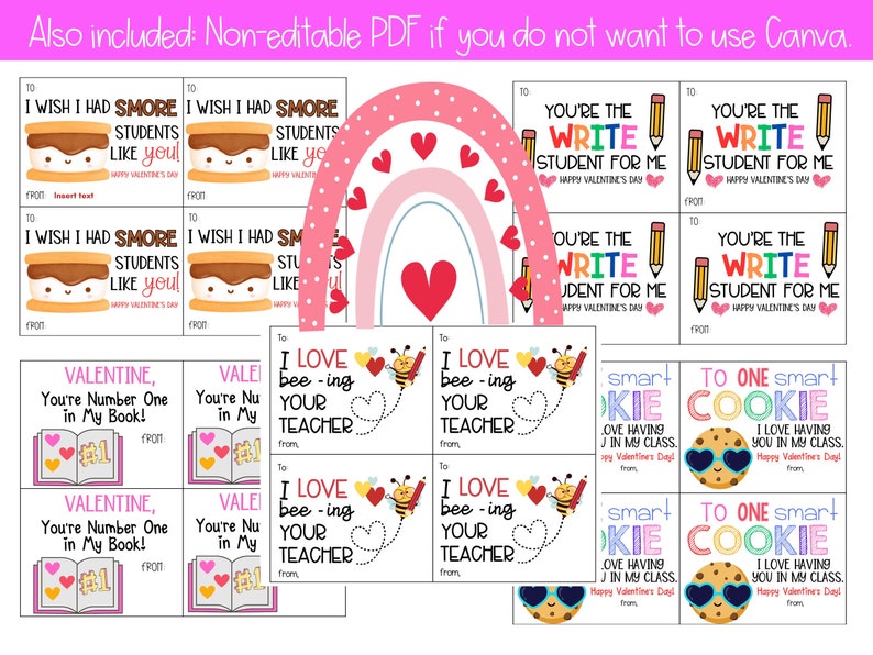 Printable Valentine's Day Cards From Teacher to Student, Classroom ...