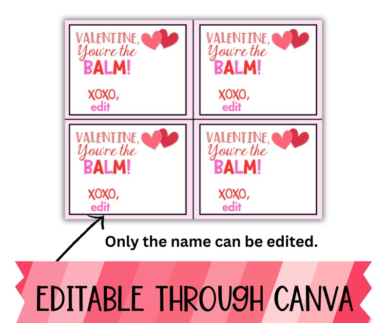 Valentine's Day Lip Balm Printable Cards, You're the Balm Valentine ...