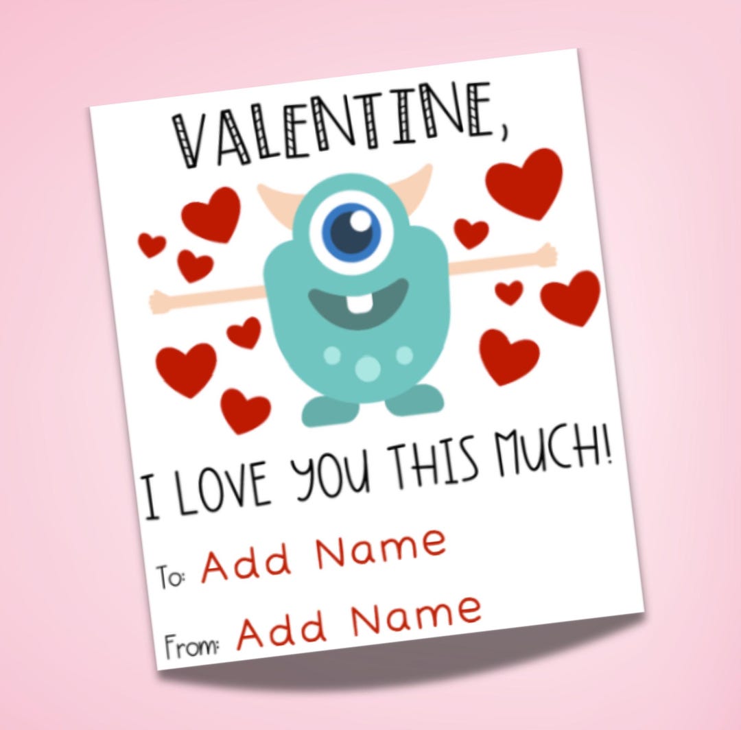 Editable Valentine's Day Monster Cards for Kids Instant Download ...
