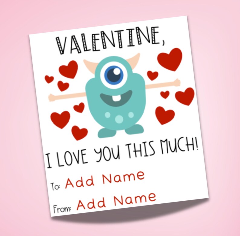 Editable Valentine's Day Monster Cards for Kids | Instant Download ...
