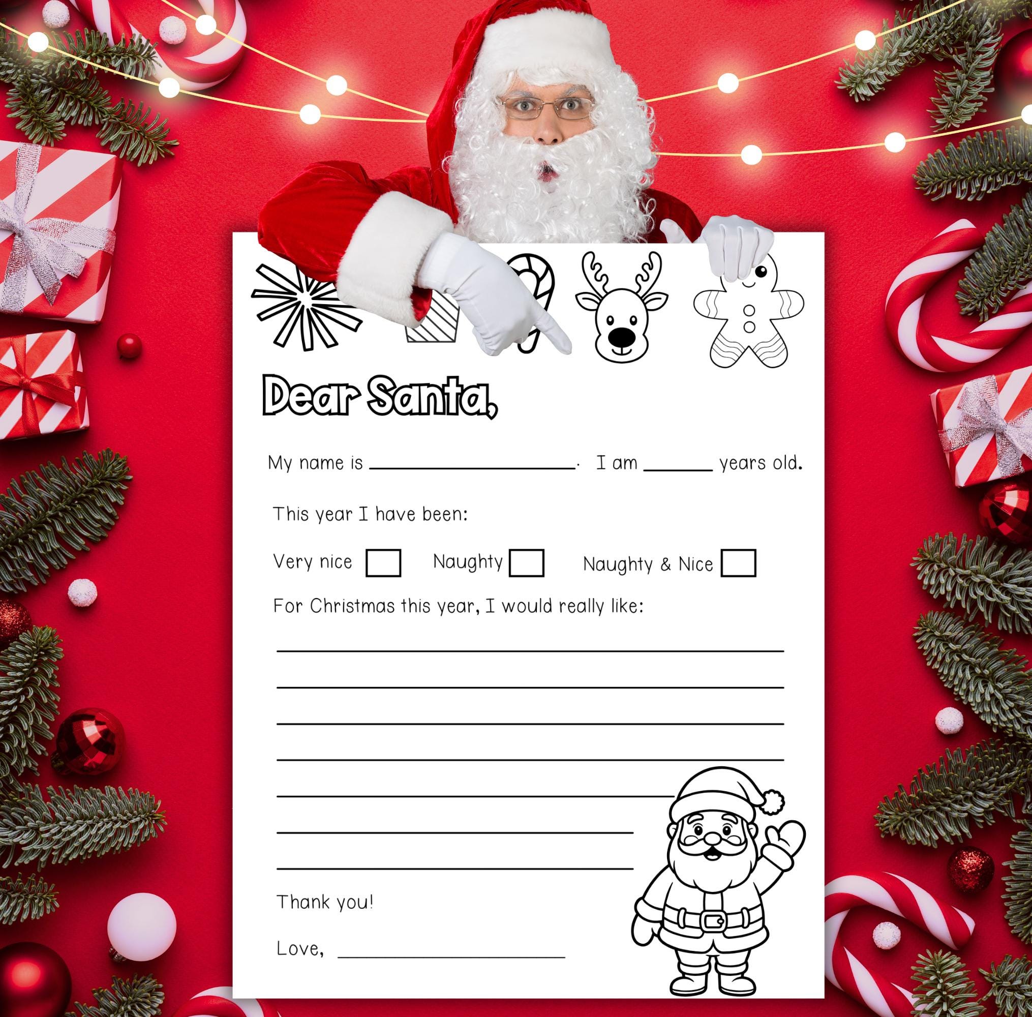 Letter to Santa Coloring Page Printable | Kids Christmas Coloring Sheet ...