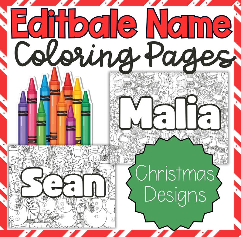 Editable Christmas Name Pages • Personalized Holiday Coloring Sheets ...
