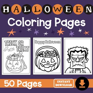 50 Halloween Coloring Pages for Kids: Spooky Fun (PDF Download) - Etsy